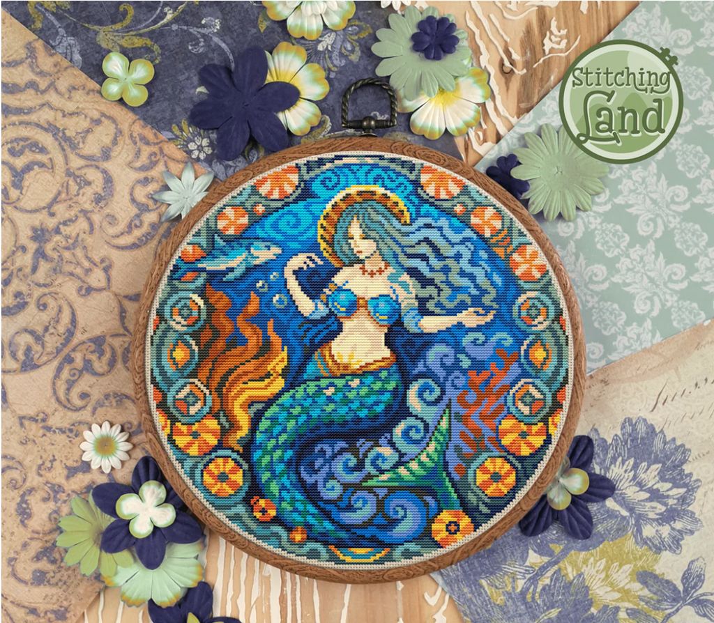 Art Nouveau Mermaid [Sun-0283] – The Stamped Stitch Club